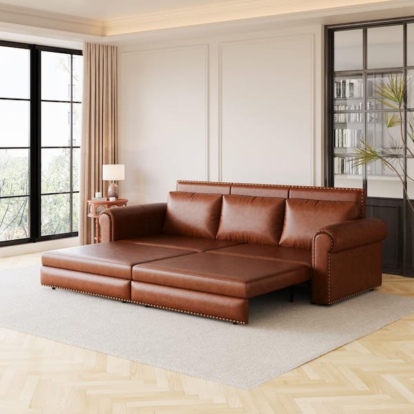 Light brown leather sofa bed store