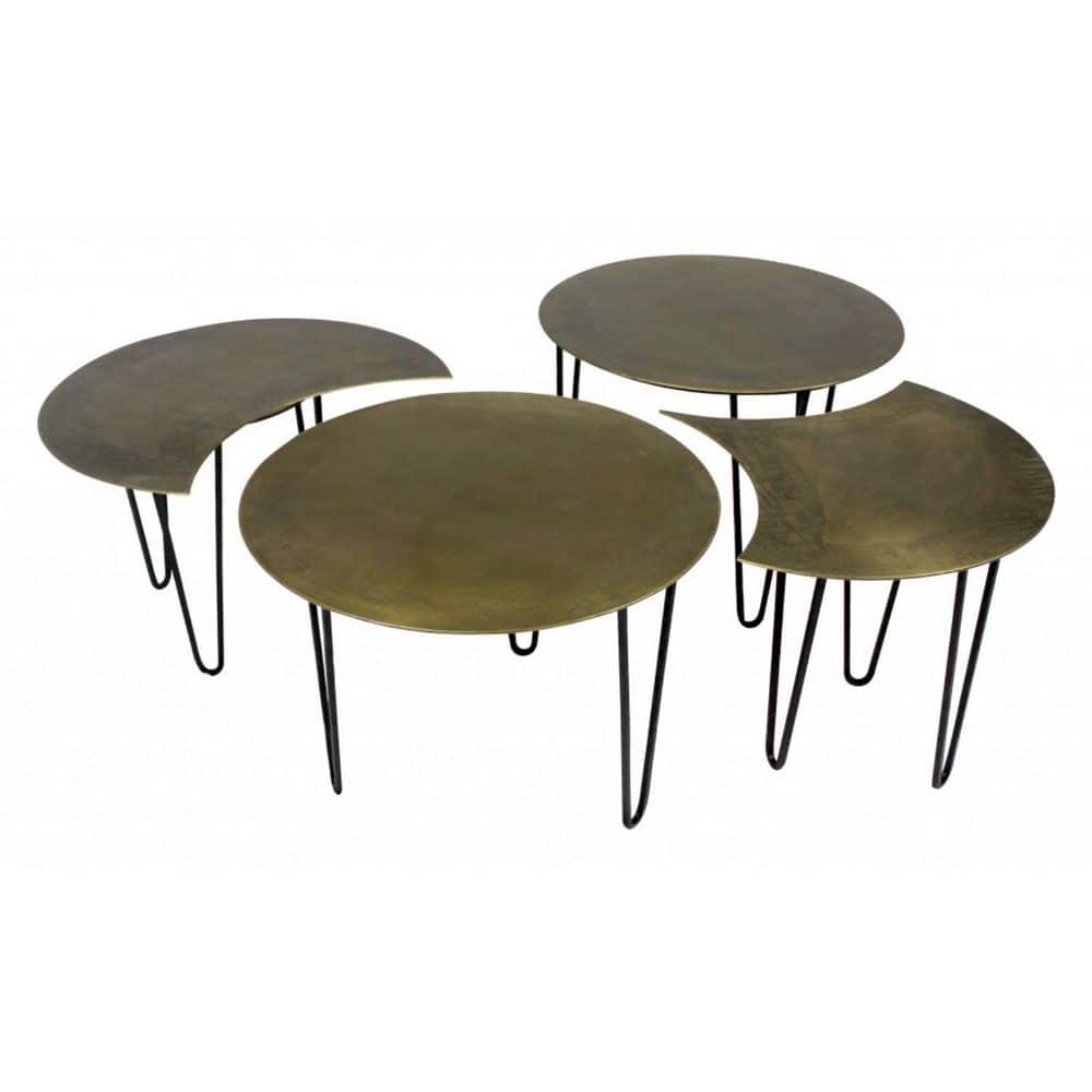 HomeRoots Mariana 24 in. Gold 17 in. H Round Metal Coffee Table (4 ...