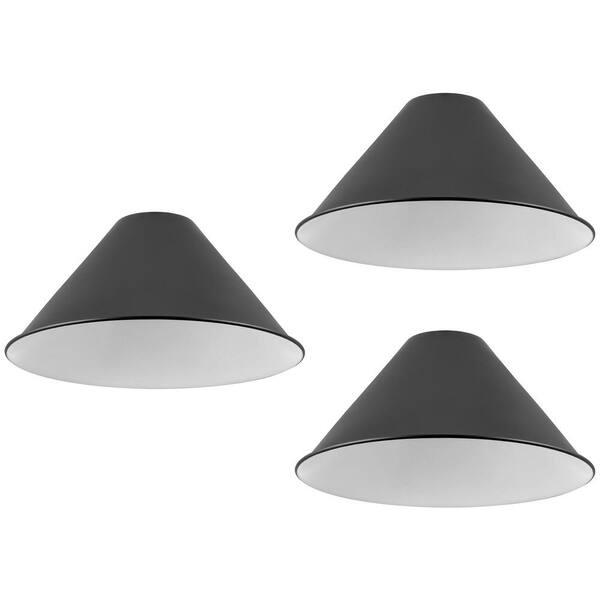 Kira Home 14" Industrial Black Metal Cone Replacement Shades (3-Pack ...