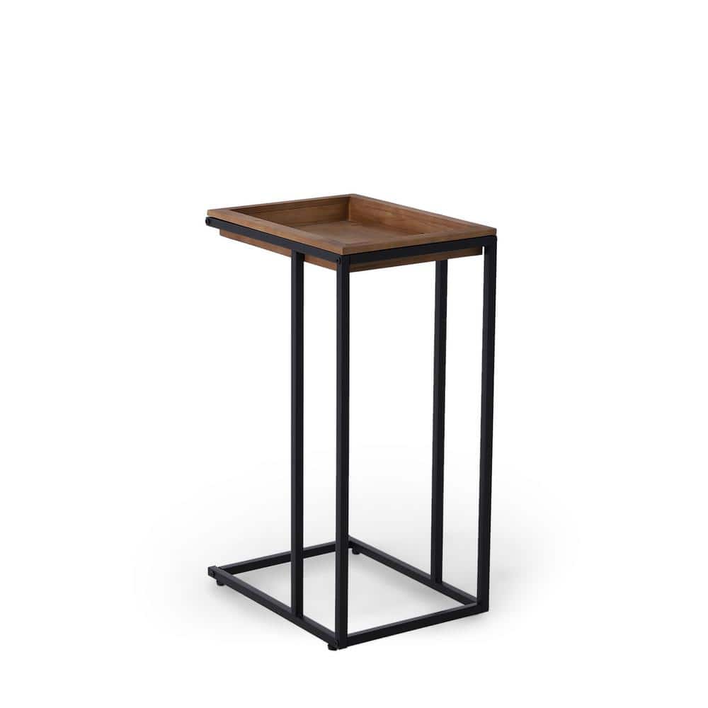 PHI VILLA 15.7 inch. W x 27 inch. H Brown Side C-Table with Removable ...