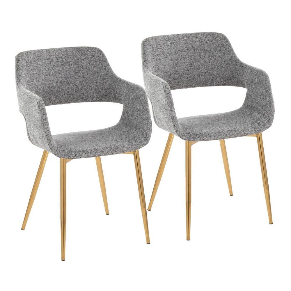 Lumisource Margarite Grey Fabric and Gold Metal Armchair (Set of 2) CH ...