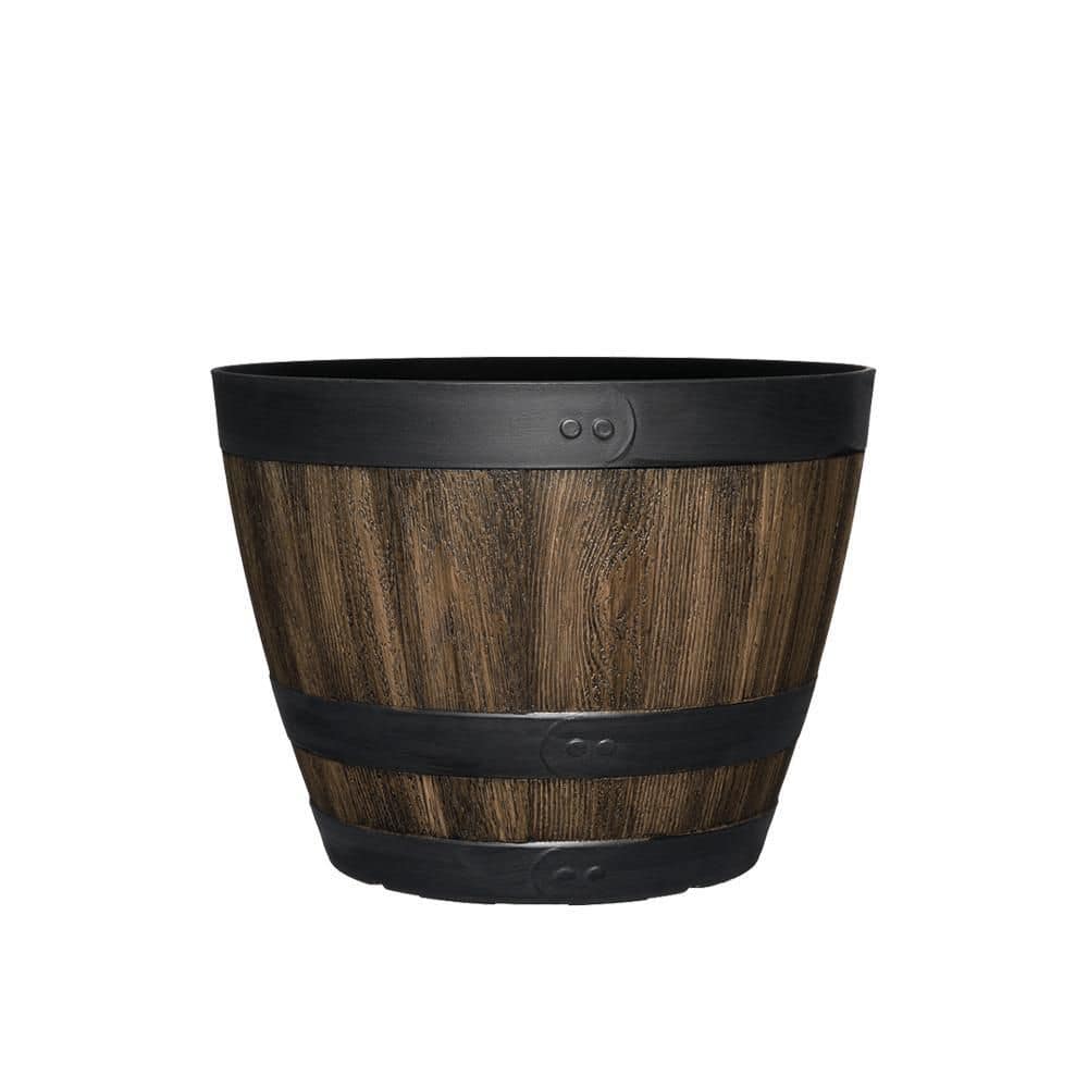 CHG CLASSIC HOME & GARDEN Reedley Medium Walnut Brown Resin Wine Barrel ...
