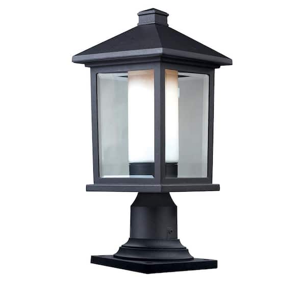 Mesa 18 in. 1-Light Black Aluminum Hardwired Outdoor Weather Resistant ...