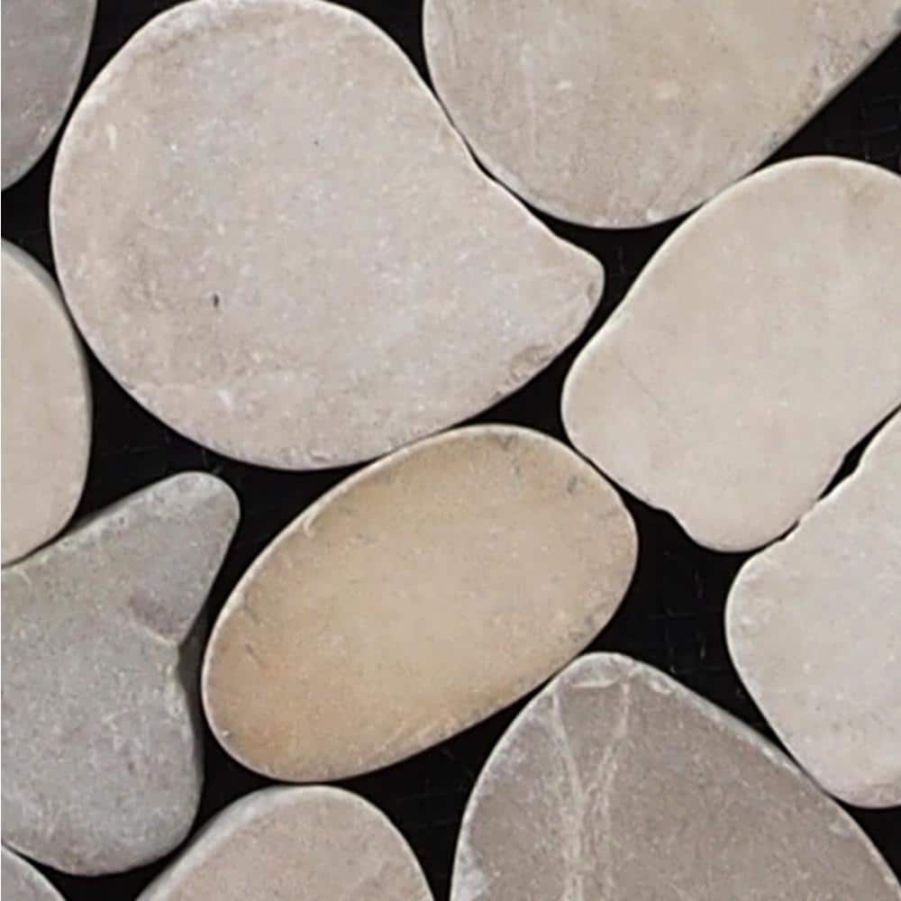 CRUZ BAY STUDIO Sliced Pebble Mosaic Tile Sample Color Tan 4 in. x 6 in ...