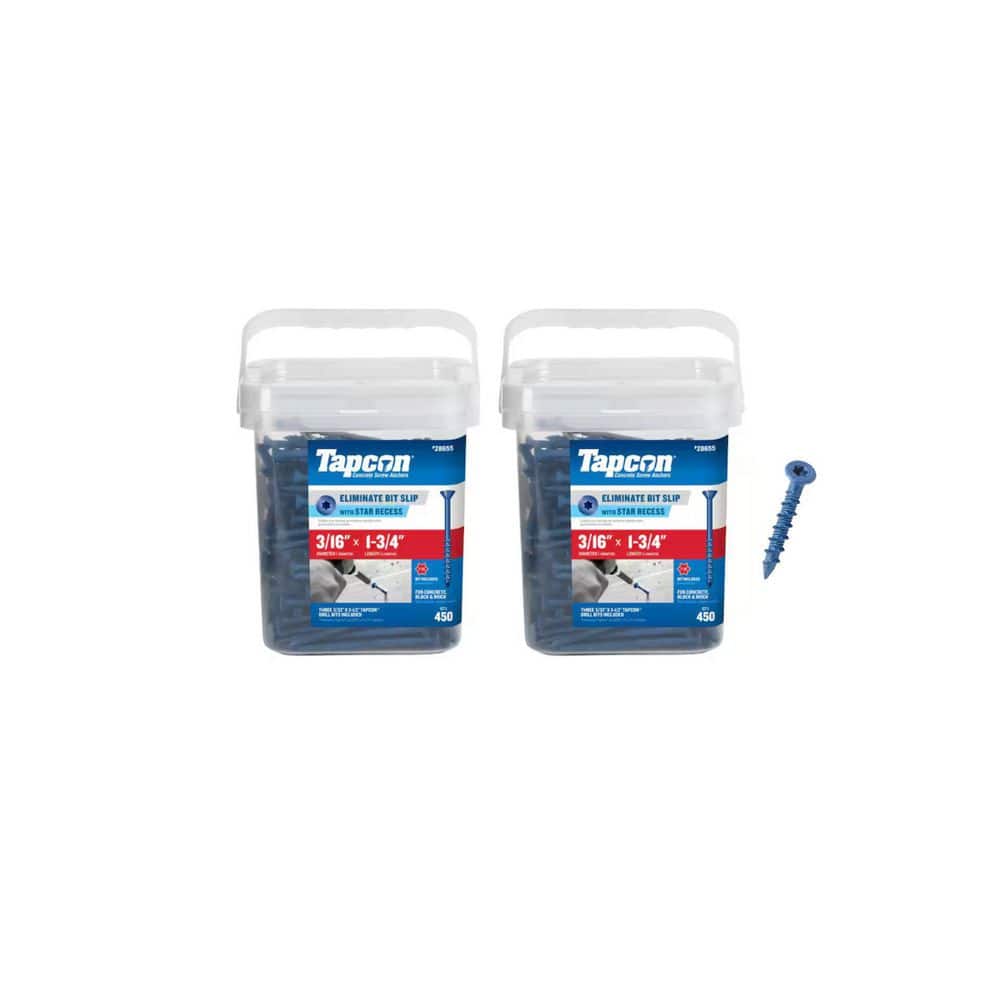 Tapcon 3/16 in. x 1-3/4 in. Star Flat-Head Concrete Anchors Combo ...