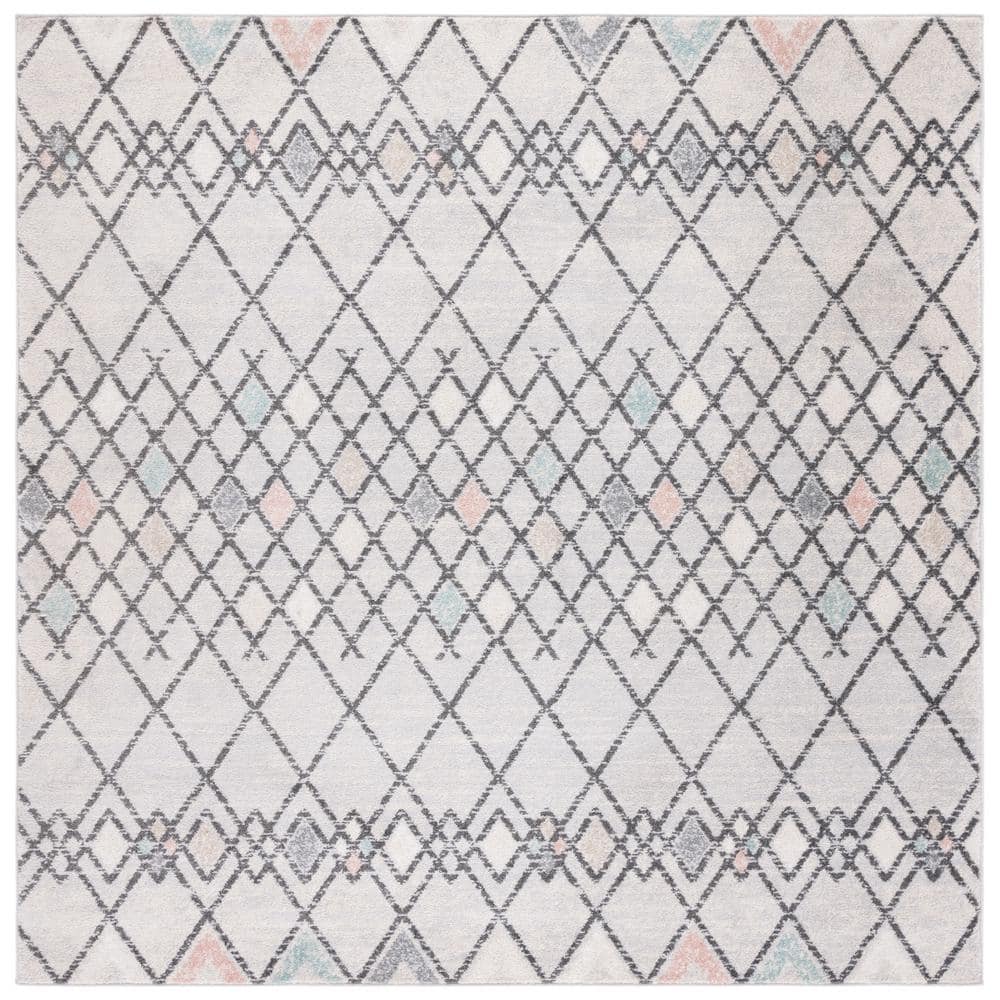 SAFAVIEH Amsterdam Gray/Ivory 7 ft. x 7 ft. Geometric;Trellis Square ...