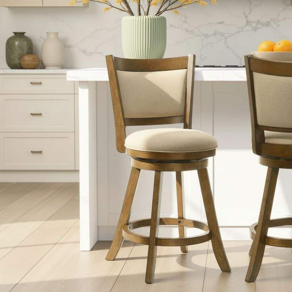 Armen Living Aiden 38 in. H Swivel Wood Counter Height Bar Stool in ...