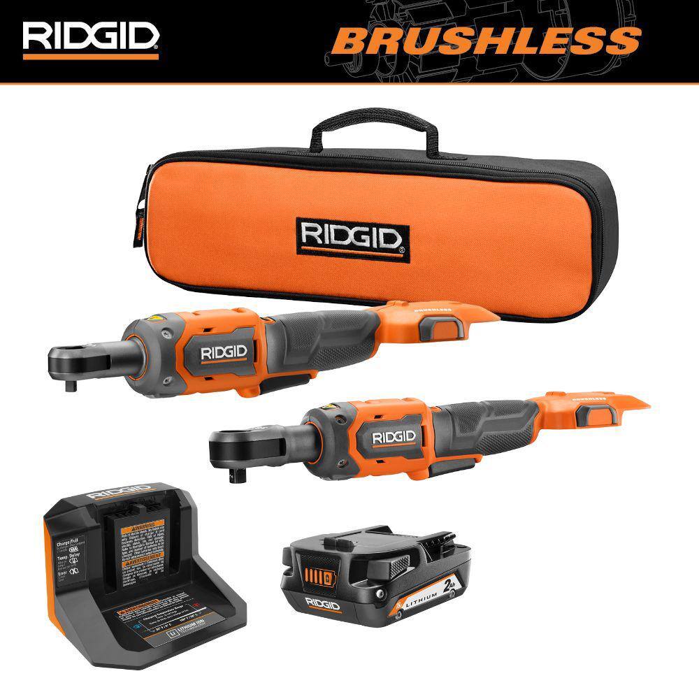 RIDGID 18V Brushless Cordless 2-Tool Combo Kit with 3/8 in. Ratchet, 1/ ...