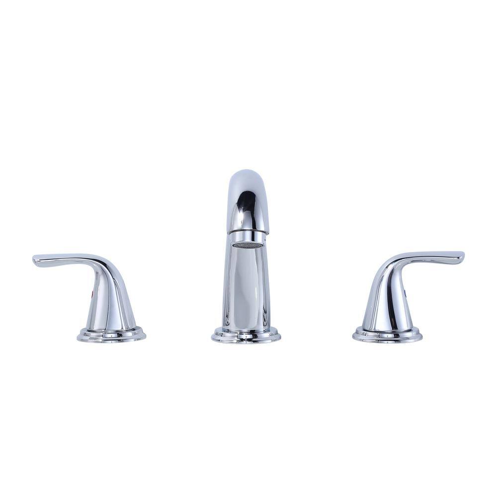 WOWOW 3-Holes 8 in. Widespread Double Handle Bathroom Faucet in Chrome ...