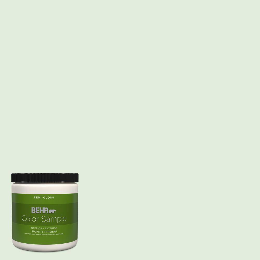 BEHR PREMIUM PLUS 8 oz. #M400-1 Establish Mint Semi-Gloss Interior ...