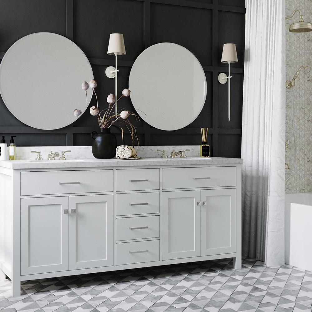 ARIEL Bristol 72 in. W x 21.5 in. D x 34.5 in. H Double Freestanding Bath Vanity Cabinet without ...