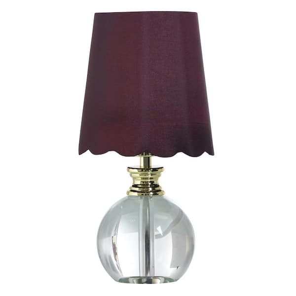 StyleCraft Beatrice 14 in. Clear Table Lamp with Red Linen Shade ...