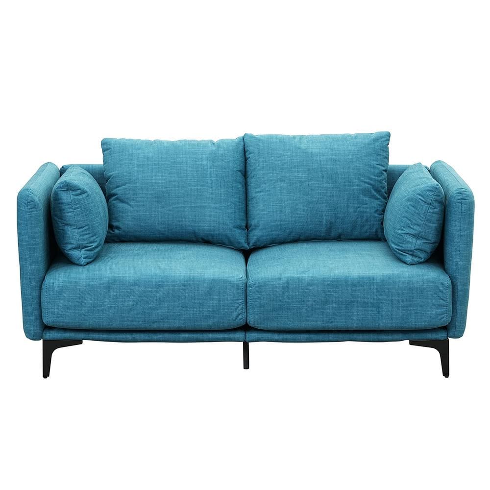 57 in. Blue Linen 69 in. Size Sofa Bed Modern Couches, Loveseat for ...