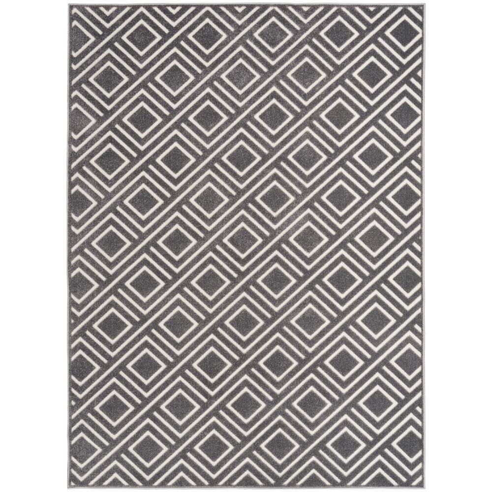 Nourison Casual Grey 7 ft. x 9 ft. Checker Contemporary Area Rug 984302 ...