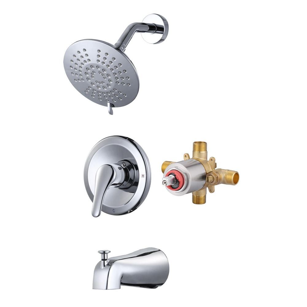 VEVETTA Single Handle 5-Spray Tub and Shower Faucet 1.8 GPM with 360 ...