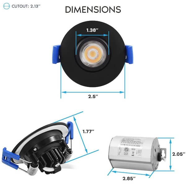 LUXRITE 2 in. Integrated LED Recessed Light J-Box Gimbal 5W LUXRITE 2 in. Integrated LED Recessed Light J-Box Gimbal 5W