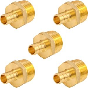 PLUMBFLEX 3/4 in. x 3/4 in. Brass Male Sweat Copper Adapter x Pex Barb Pipe Fitting (5-Pack ...