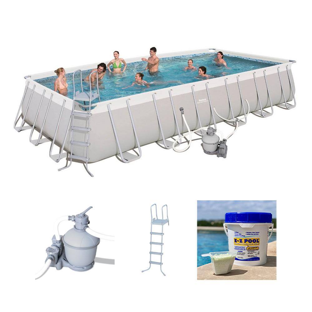Bestway 24 ft. x 12 ft Rectangular 52 in. Deep Hard Side Pool Set ...