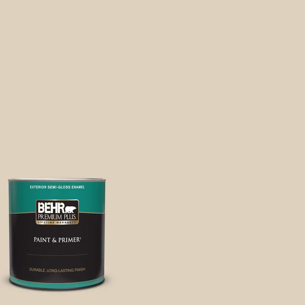 BEHR PREMIUM PLUS 1 qt. #OR-W07 Spanish Sand Semi-Gloss Enamel Exterior ...