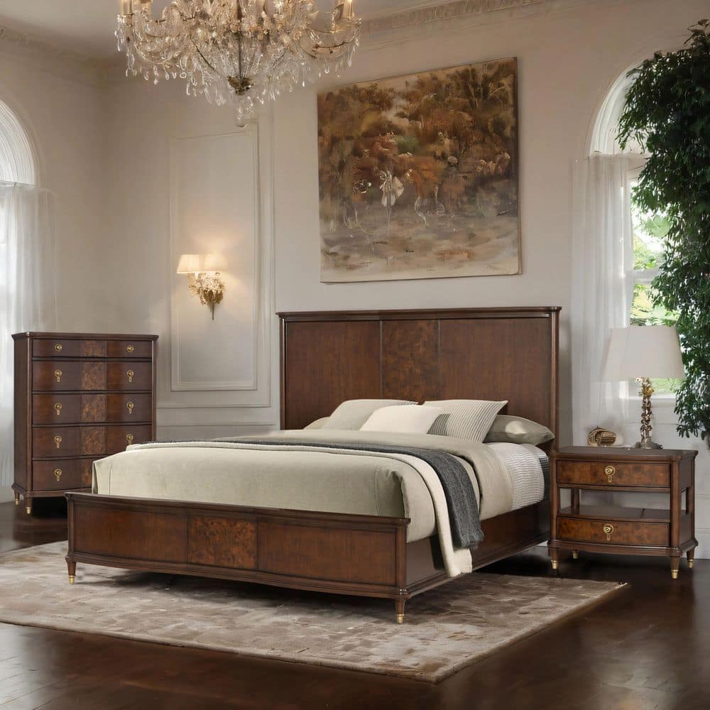 Furniture of America Whitney 3-Piece Traditional Dark Cherry Wood Queen ...