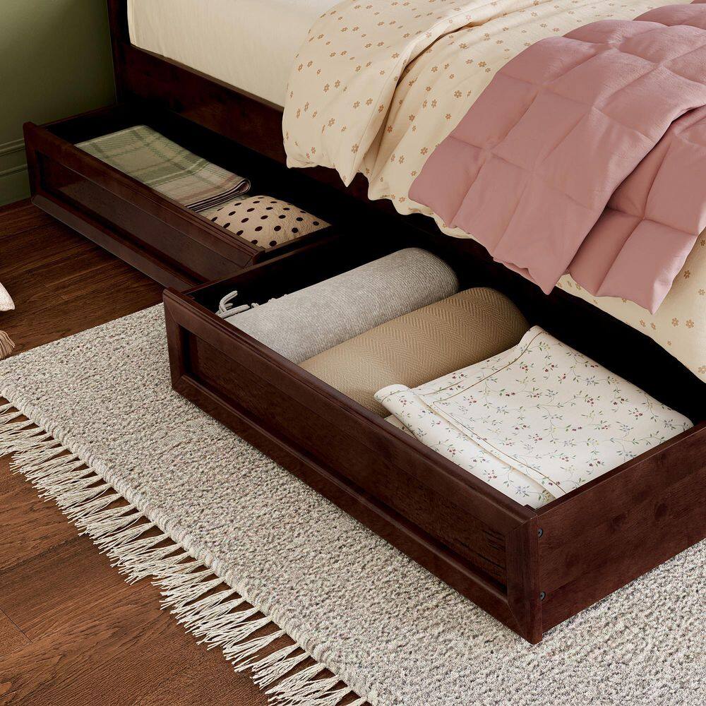 AFI Walnut Brown Mid-Century Modern Solid Wood Twin-Full Under Bed ...