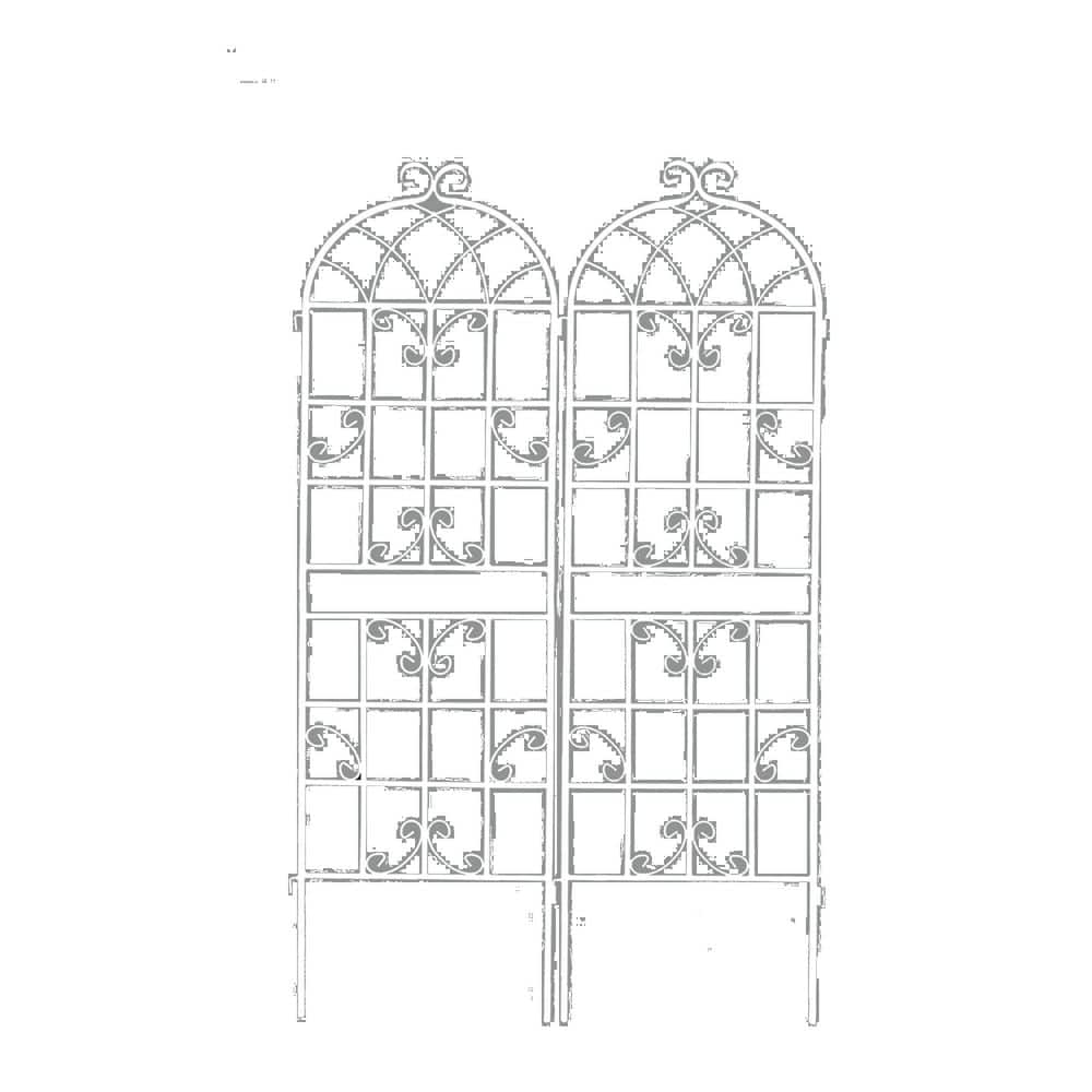 2 Pack Elegant 71 in. Cream White Iron Classic Garden Trellis with Rust ...