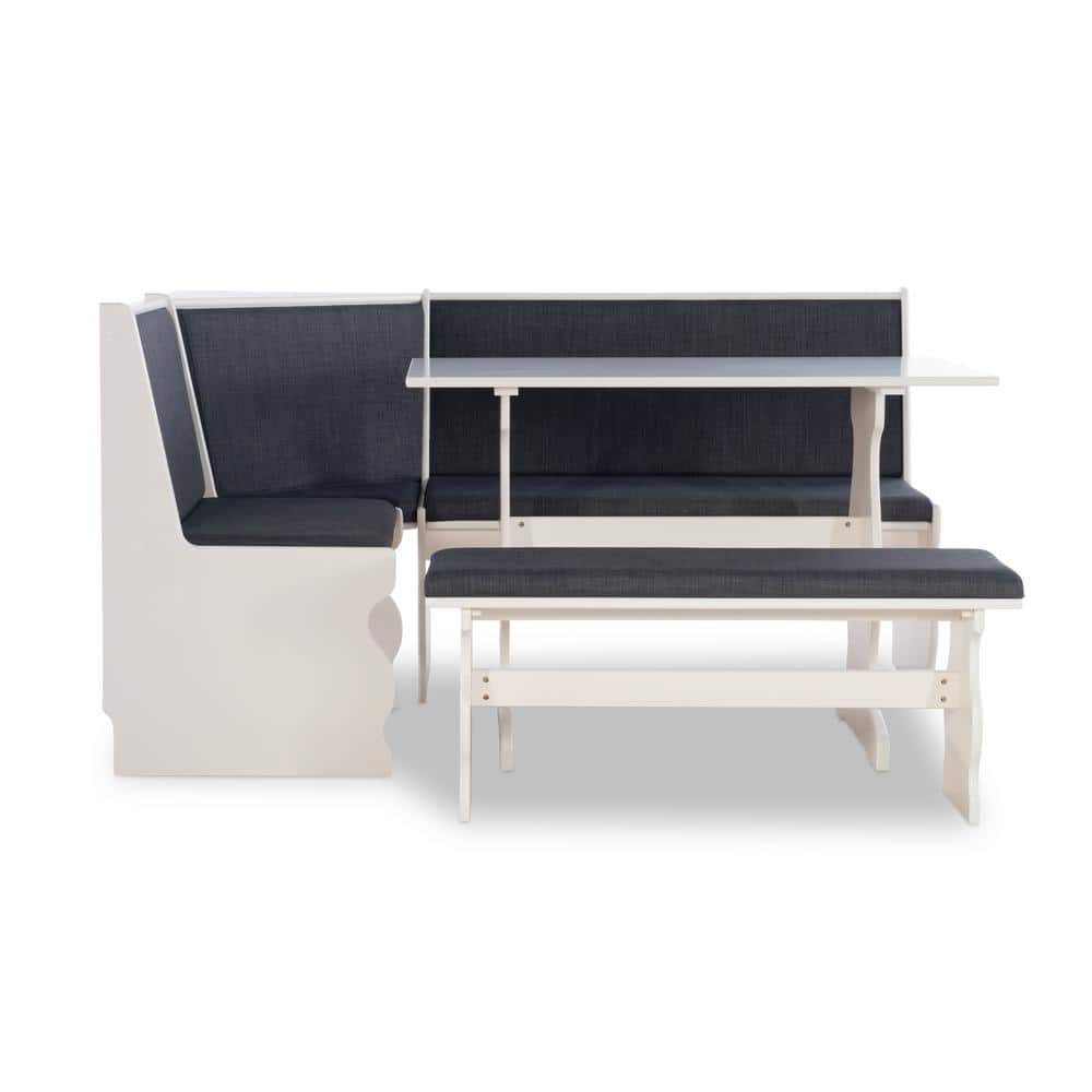 Linon Home Decor Ember 3-Piece L-Shaped White and Charcoal Wood Top ...