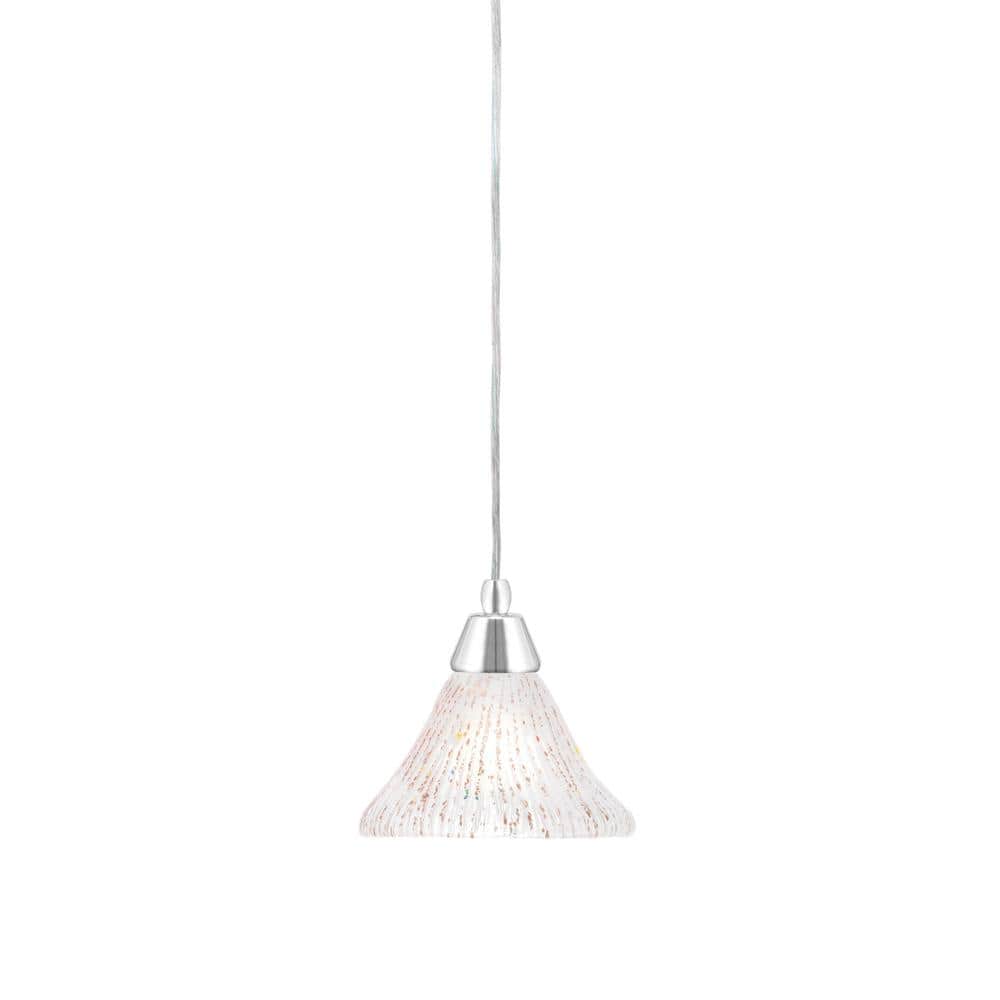 Bryson 100-Watt 1-Light Chrome Shaded Pendant Light Mini Pendant with 7 ...