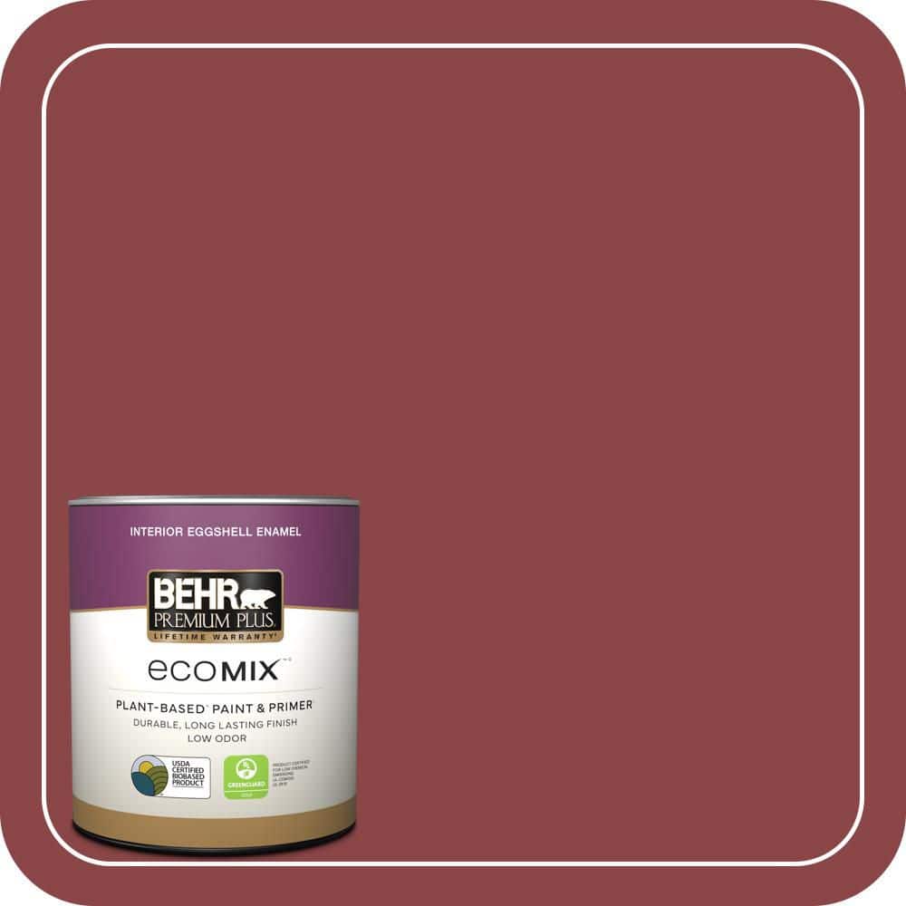 BEHR PREMIUM PLUS 1 qt. #PPU1-10 Forbidden Red Eggshell Enamel EcoMix ...