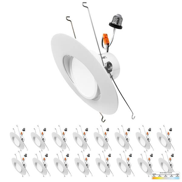 NuWatt 6 in. LED White Adjustable Retrofit Recessed Housing 5 CCT 2700K ...