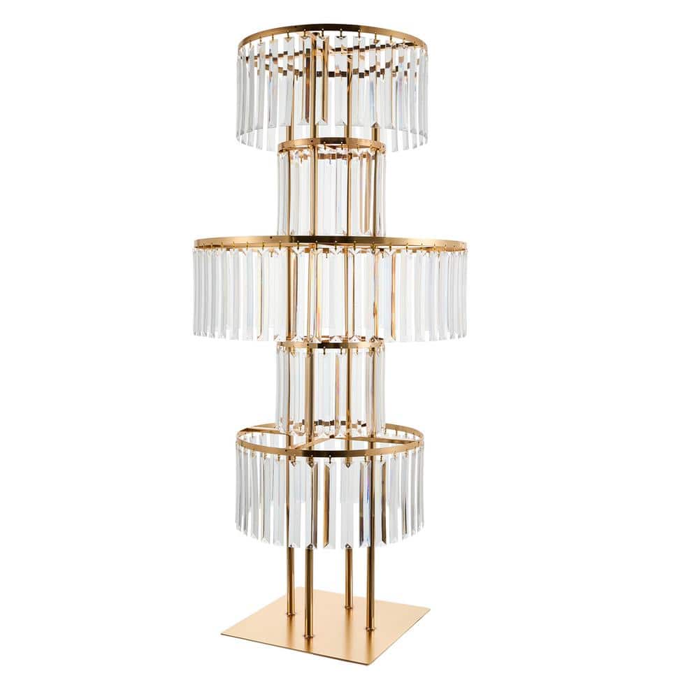 YIYIBYUS 43.31 in. H, Gold 5-Tier Iron Acrylic Decorative Stand Wedding ...