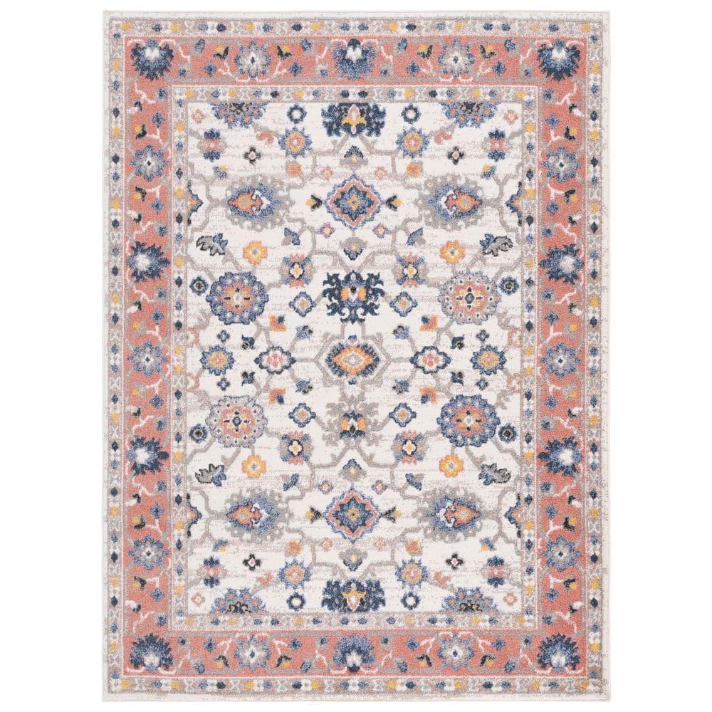 SAFAVIEH Astoria 8 ft. x 10 ft. Ivory/Rust Floral Medallion Area Rug ...