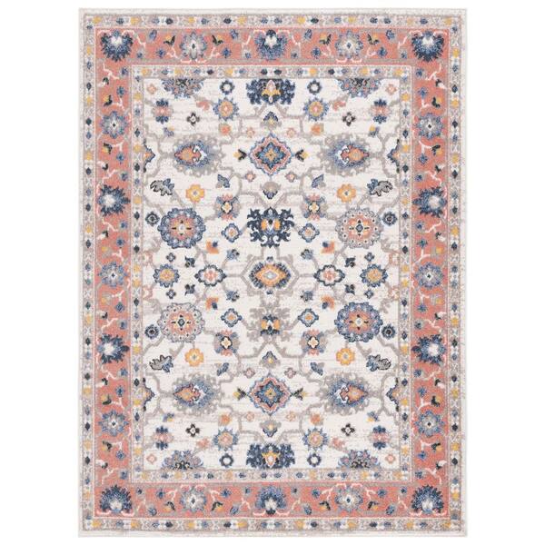 SAFAVIEH Astoria 9 ft. x 12 ft. Ivory/Rust Floral Medallion Area Rug ...