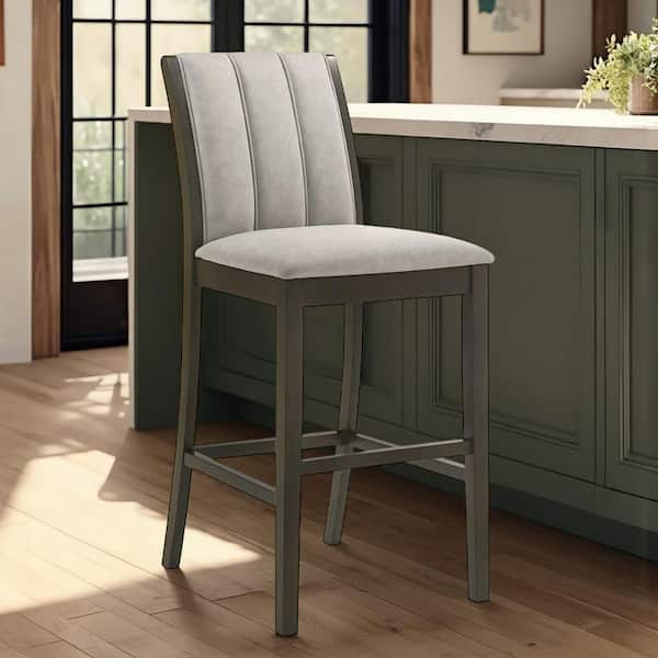 Armen Living Nolan 40 in. H Counter Height Gray Low Back Wood Bar Stool ...