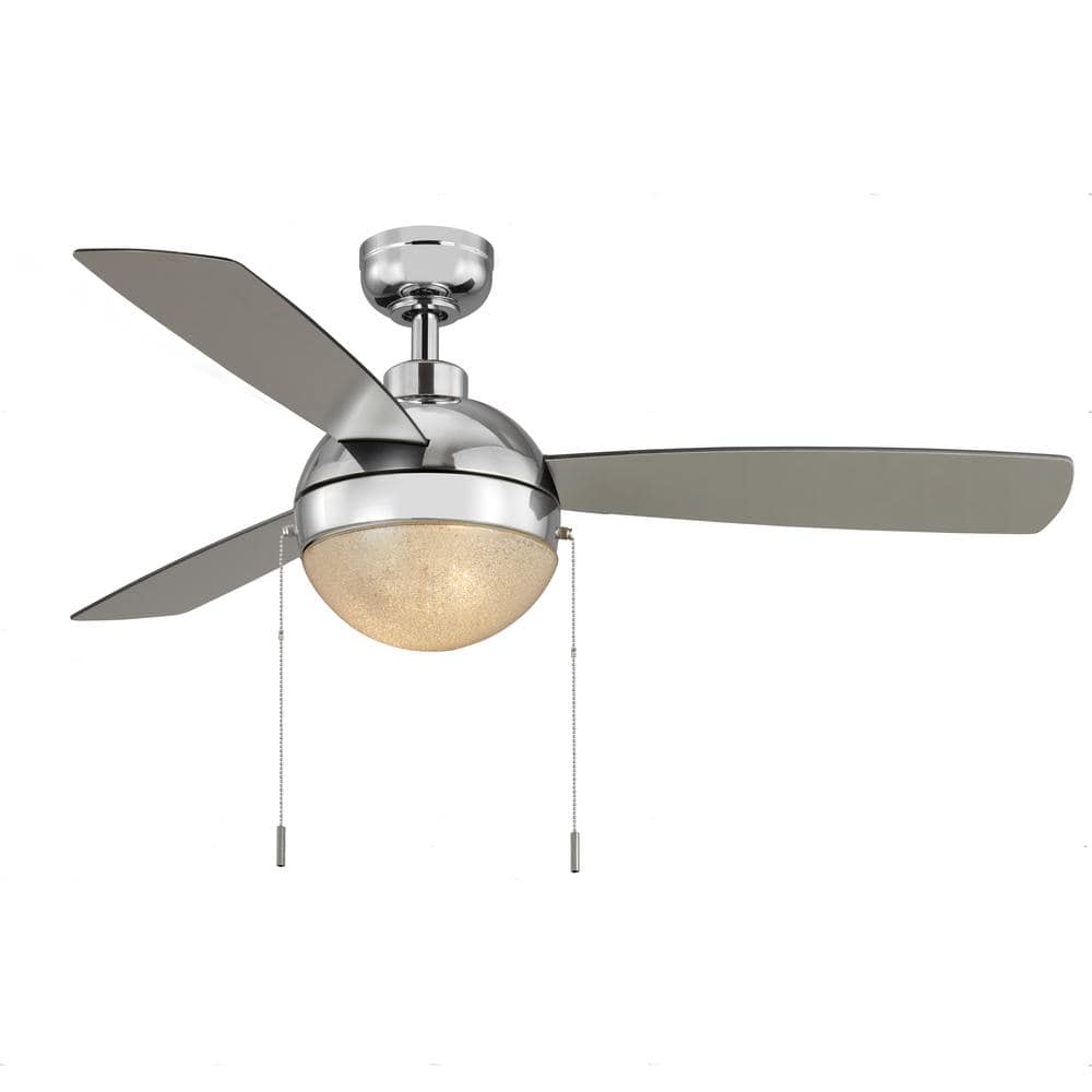 Hampton Bay Cleo 48 in. LED Indoor Chrome Ceiling Fan with Light and ...