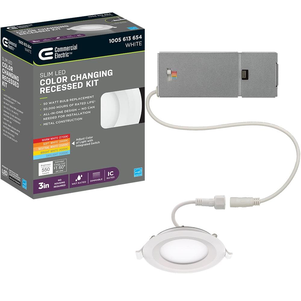 Commercial Electric 3 in. Canless Integrated LED Recessed Light Trim ...