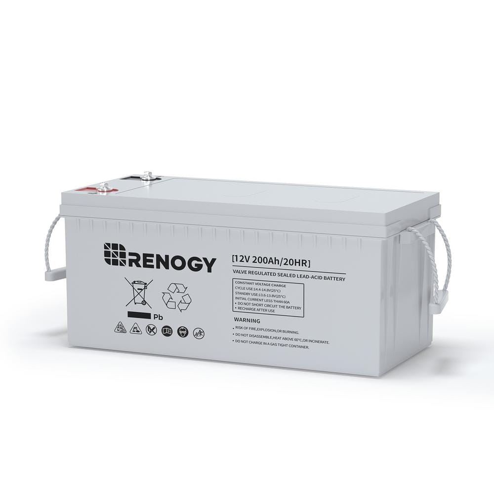 Renogy 12 Volt 200Ah Deep Cycle AGM Battery, 3% Self-Discharge Rate, 2000A Max Discharge Current ...