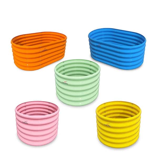 Zeus & Ruta Metal Oval Round Galvanized Raised Garden Bed for ...