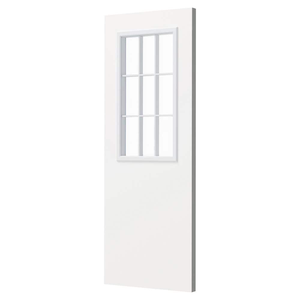 TENONER 32 in. x 80 in. 9 Lite, Universal, Clear Glass, White Primed ...