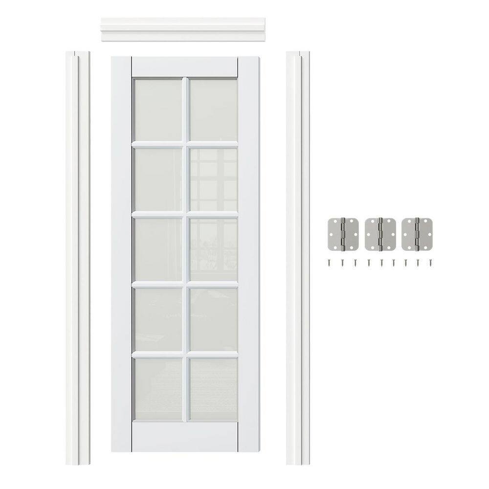 TENONER 32in. x 80 in. Right-Handed 10Lite Frosted Glass Solid Core ...