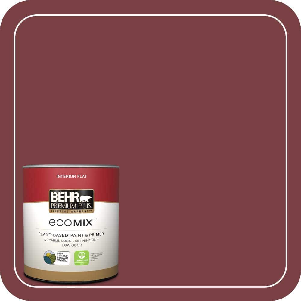 BEHR PREMIUM PLUS 1 qt. #PMD-43 Velvety Merlot Flat EcoMix Plant-Based ...