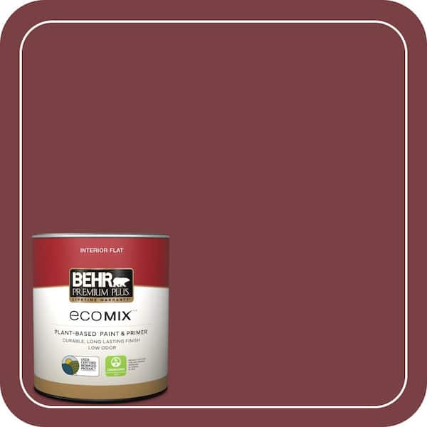 BEHR PREMIUM PLUS 1 qt. #PMD-43 Velvety Merlot Flat EcoMix Plant-Based ...