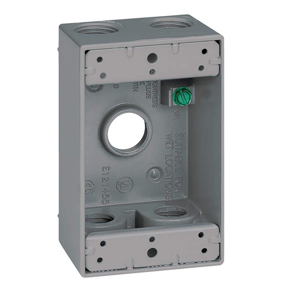 Commercial Electric 1-Gang Metal Weatherproof Electrical Outlet Box ...
