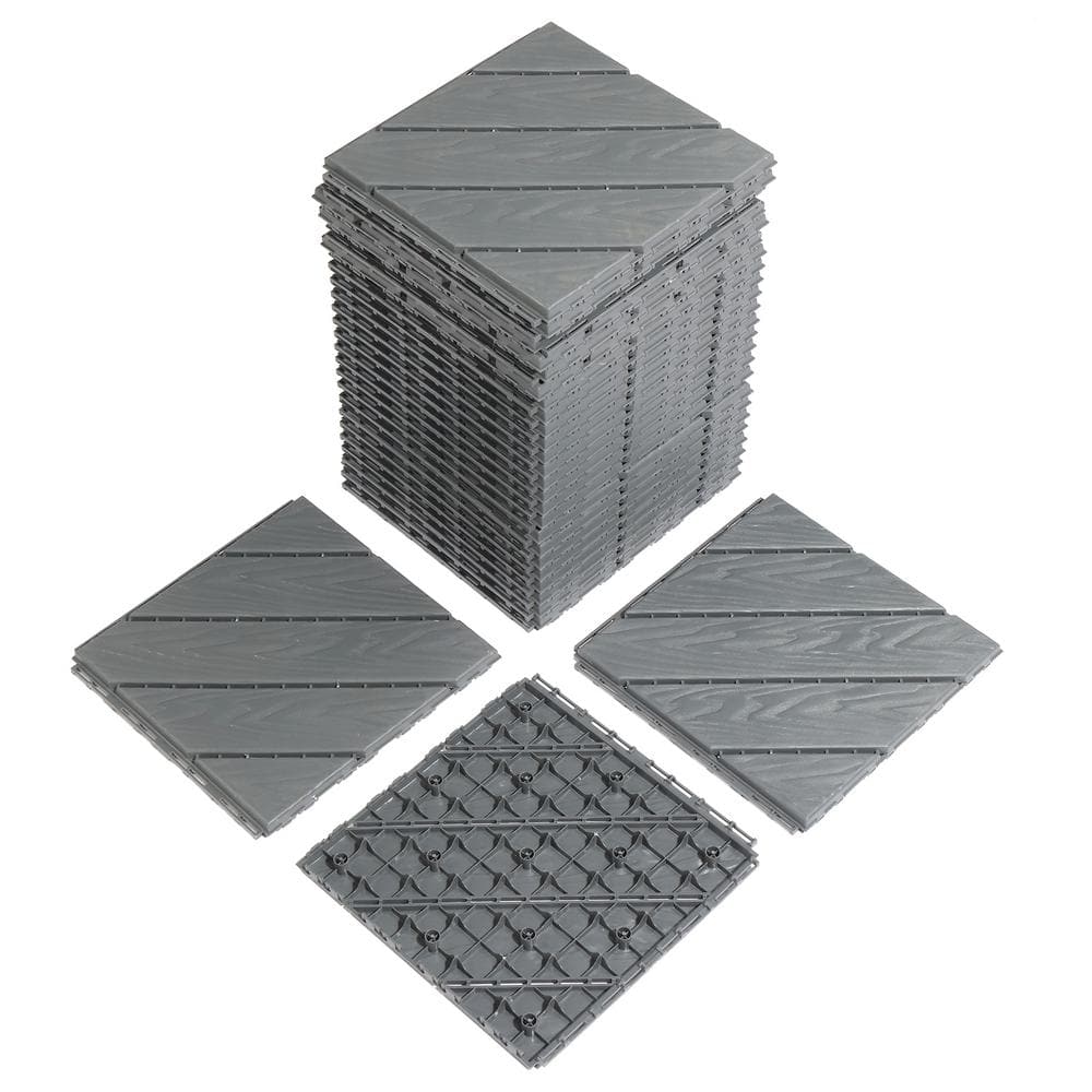 Karl home 1 ft. x 1 ft. Plastic Composite Deck Tile in Gray (27 per ...