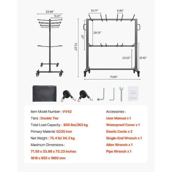 SKYSHALO Folding Chair Rack, Dual-layer Chair Storage Dolly, 800 LBS ...