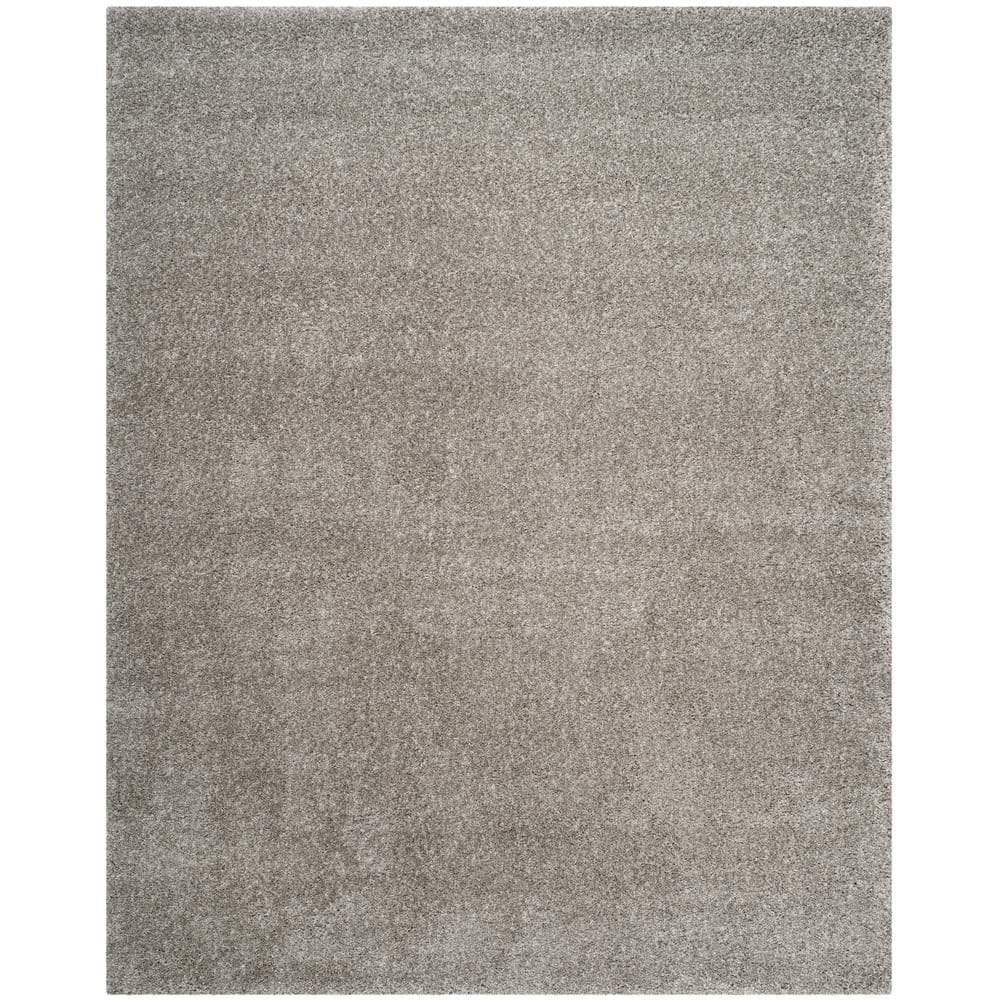 SAFAVIEH Santa Monica Shag Silver 8 ft. x 10 ft. Solid Area Rug SGN725 ...