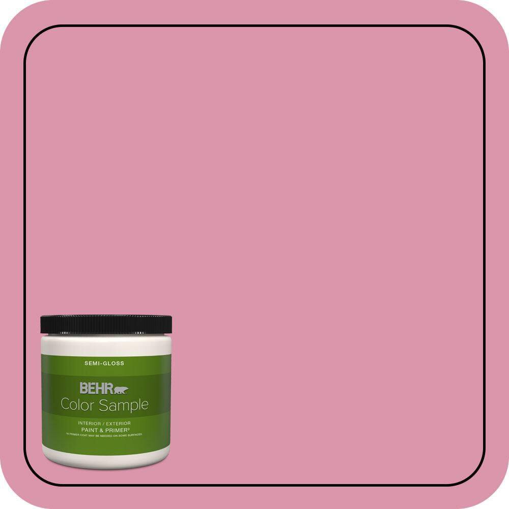 BEHR PREMIUM PLUS 8 oz. #110B-4 Foxy Pink Semi-Gloss Interior/Exterior ...