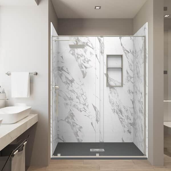 CASTICO Italian Ice 32in.x60in.x84in. Solid Composite Stone Alcove ...