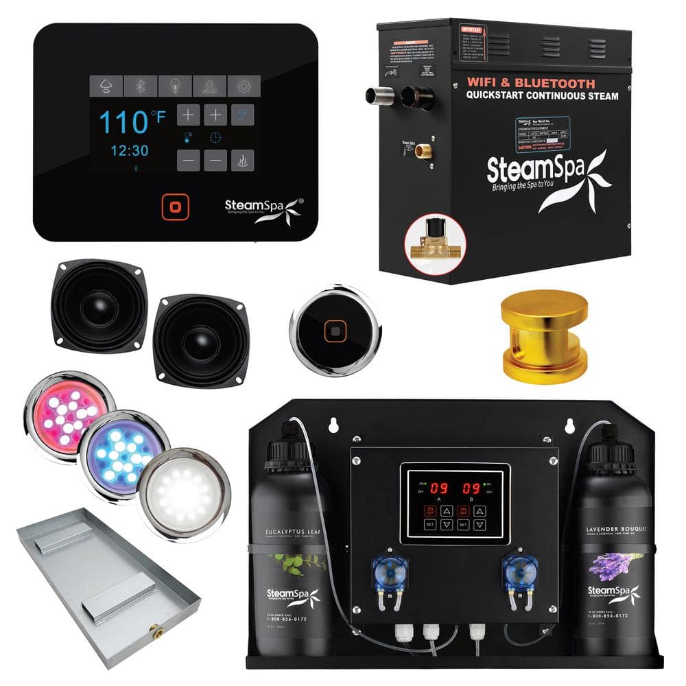 SteamSpa Black Series 6kW Steam Bath Generator with Continuous Steam ...