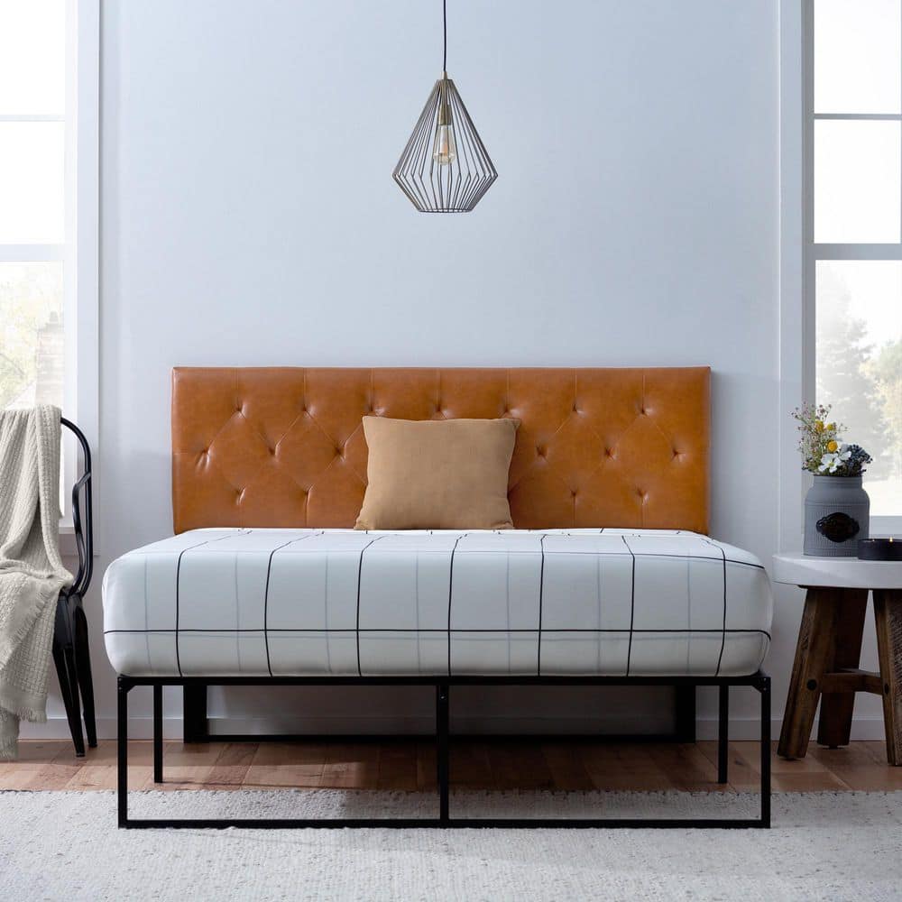 Brookside Avery Brown Rust Faux Leather Full Upholstered Headboard ...